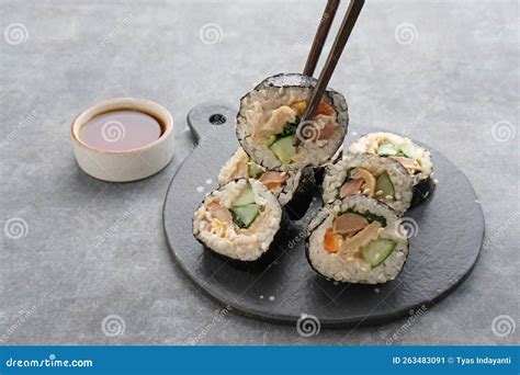 Korean Rolled Gimbap Korean Food Stock Image Image Of Meal Laver