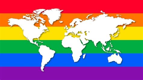 Premium Vector Illustration Of Lgbt Rainbow Pride Flag With A World Map