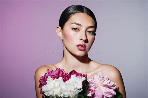 Woman Pink Model Blush Lady Portrait Flower Girl Beauty Face Make Up