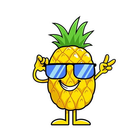 Pineapple Cool Eyeglass Cartoon Vector 31982909 Vector Art At Vecteezy
