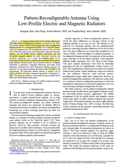 Pattern Reconfigurable Antenna Using Low Profile Electric And Magnetic