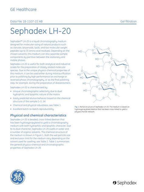 Pdf Data File Sephadex Lh 20