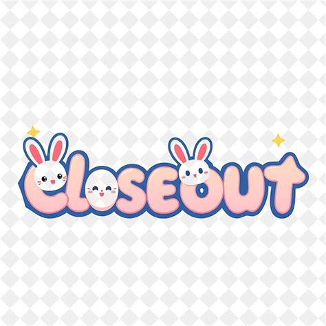 Chibi Text Closeout With Sparkling Stars And Cute Bunnies Text Is