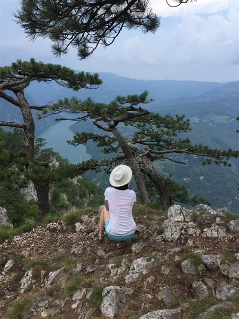Vertical Back View Of A Female Overlooking The Nature Stock Image Image Of View Summer 257907557