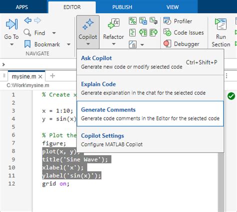 Generate And Modify Code Using Matlab Copilot Matlab And Simulink