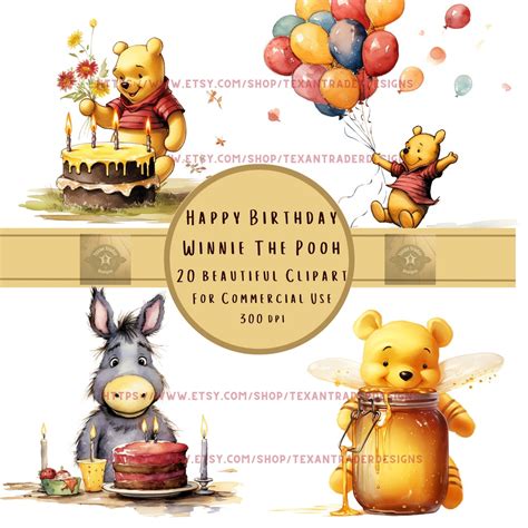 Happy Birthday Winnie The Pooh And Friends Png Clipart Etsy