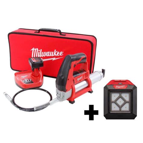 Milwaukee M12 12v Lithium Ion Cordless Grease Gun Xc Kit With M12 Led