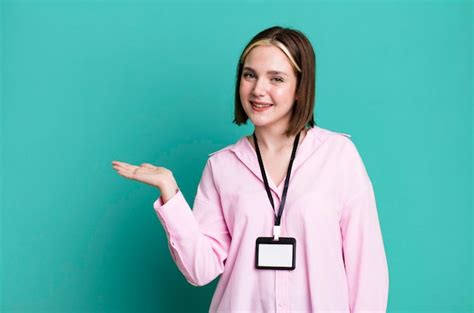 Premium Photo Young Pretty Woman With An Accreditation Pass Id