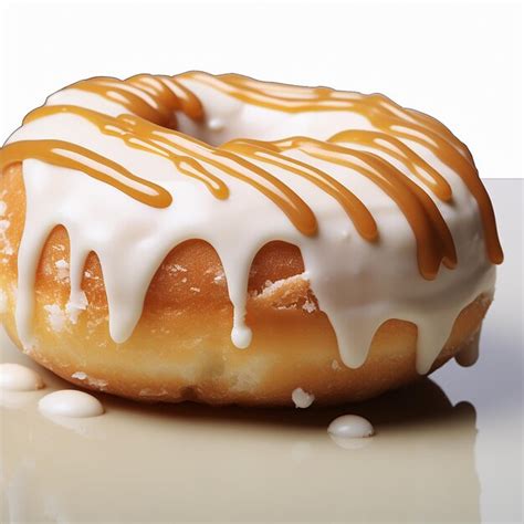 Premium Ai Image Halfeaten Donut With White Chocolate Cream Oozing
