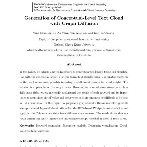 Generation Of Conceptual Level Text Cloud With Graph Diffusion Acl Anthology