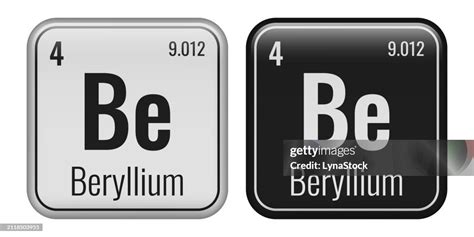 Beryllium Symbol Chemical Element Of The Periodic Table Vector Illustration Isolated On White