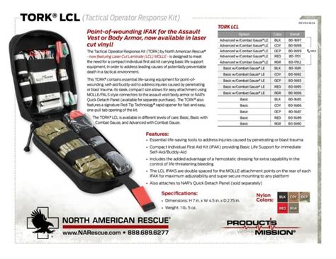 Tactical Operator Response Kit Tork Lcl Product Information Sheet