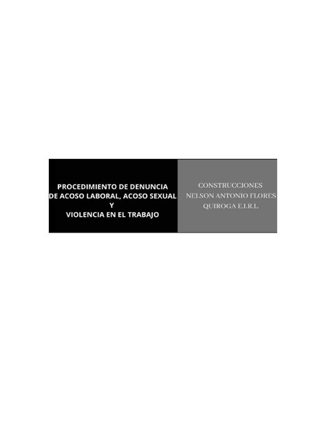 Procedimiento De Denuncias De Acoso Sexual Pdf Acoso Sexual