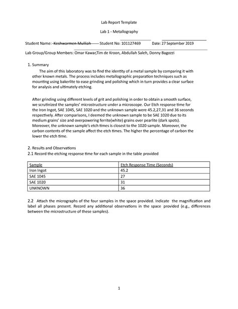 Maae2700 Lab 01 Lab 1 Report Lab Report Template Lab 1