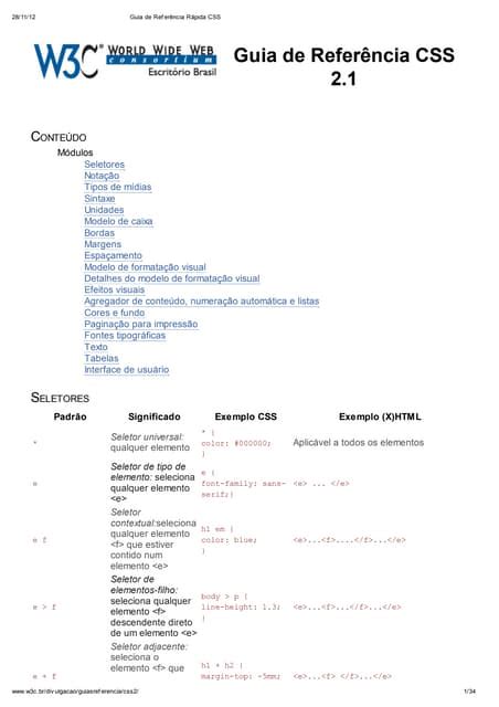 Guia De Referência Rápida Css Pdf