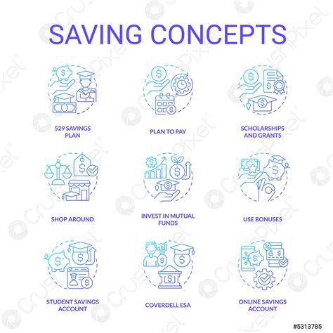 Saving For Education Blue Gradient Concept Icons Set Stock Vector 5313785 Crushpixel