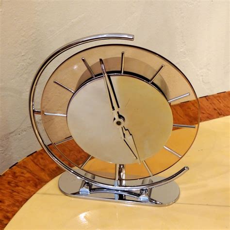 Art Deco Peach Glass And Chrome Clock Art Deco Collection