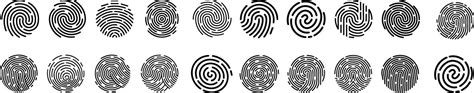 Fingerprint Icon Set Finger Print Identity Symbol Collection Thumbprint Sign Group Vector