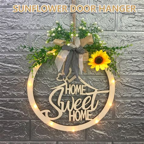 12 Inch Home Sweet Home Wreath Wooden Sweet Home Sign With Led Light