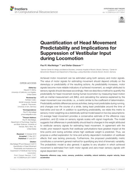 pdf quantification of head movement predictability and implications