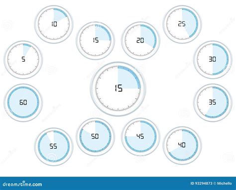 Analog Timer Counting In 5 Seconds Or Minutes Interval Stock Vector Illustration Of Number