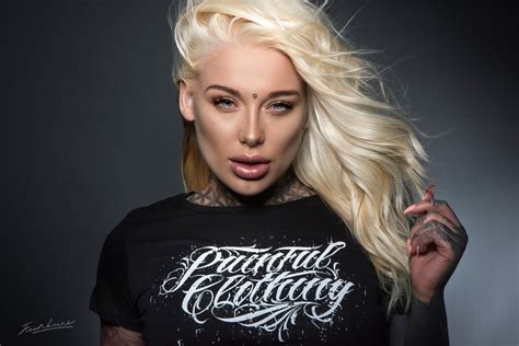 Download Tattoo Blue Eyes Blonde Woman Model Hd Wallpaper By Jack