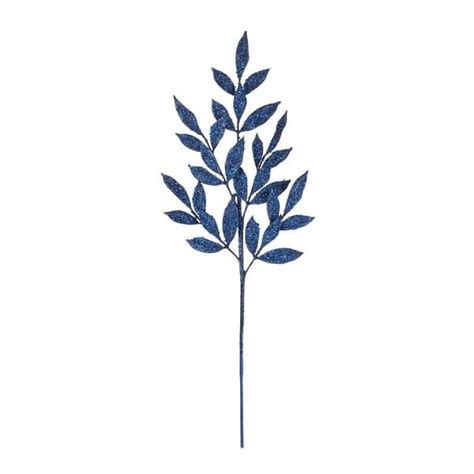 Set Of 12 Blue Glittered Leaf Artificial Christmas Sprays 31 Bed