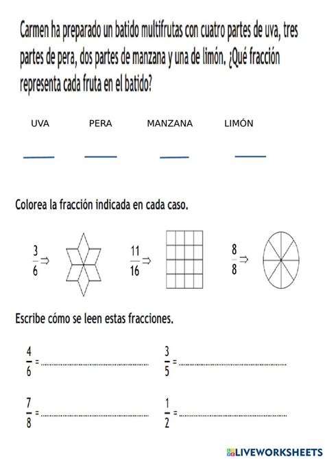 Repaso Fracciones Online Exercise For 4º Live Worksheets