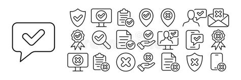 set of checkmark icons illustrations depicting various styles of