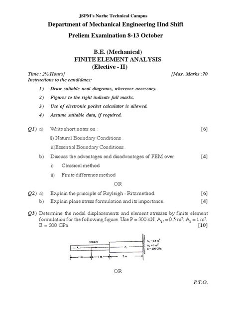 Fea Preliem Question Paper Pdf Finite Element Method Heat Transfer