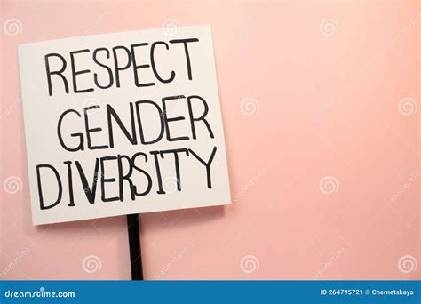 Sign With Phrase Respect Gender Diversity On Pink Background Top View Space For Text Stock