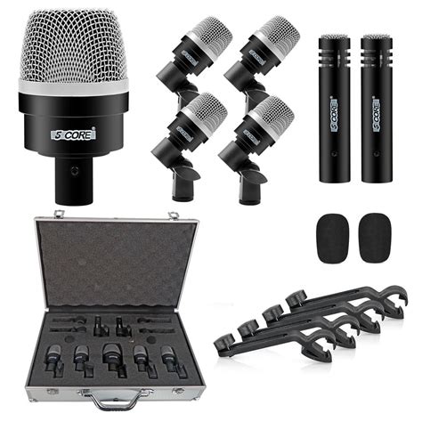 5 Core Drum Microphone Kit 7 Piece Wired Full Metal Dynamic Wired Drums