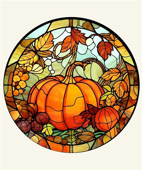 Premium Photo Fall Pumpkin Clipart Stained Glass Pumpkin Clipart