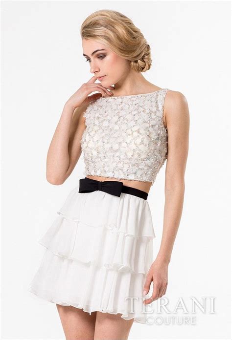 Ivory Black Terani Couture 1521h0059a Two Piece Short Prom Dress Prom