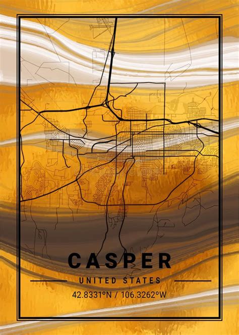 Casper United States Daisy Marble Map Stock Illustration