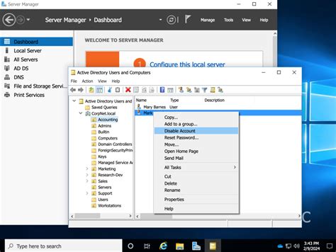 Windows Managing User Accounts Active Directory Davethemaker