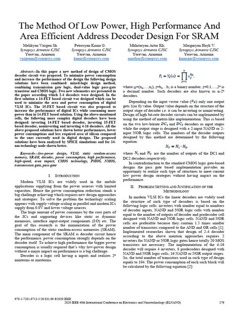 the method of low power high performance and area efficient address
