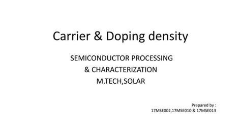 Carrier And Doping Density Pptx Physics Science