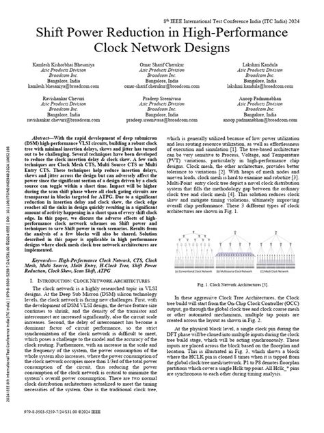 Shift Power Reduction In Clock Networks Pdf Digital Electronics