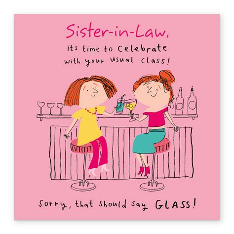 Personalised Editable Funny Sister In Law Birthday Card Hallmark Uk