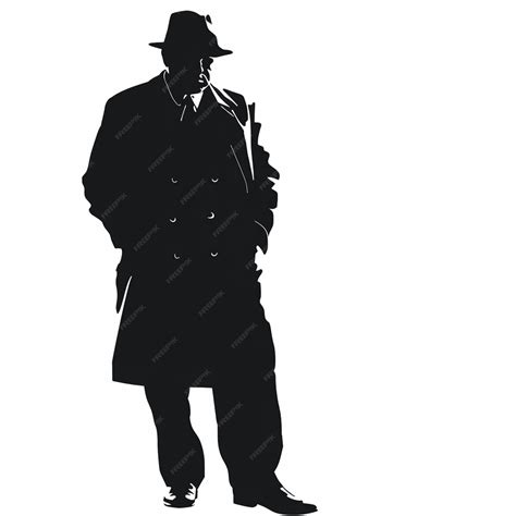 Vector Silhouette Of A Gangster On A White Background Premium Ai