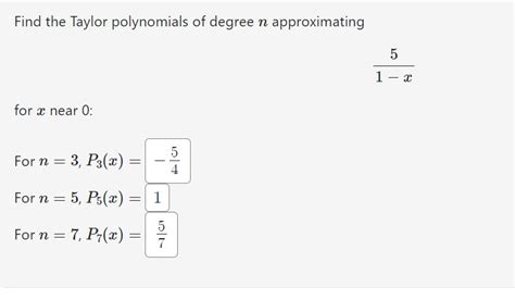 Solved Find The Taylor Polynomials Of Degree N Approximating
