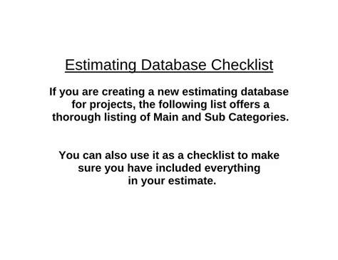 pdf estimating database checklist chief architect software