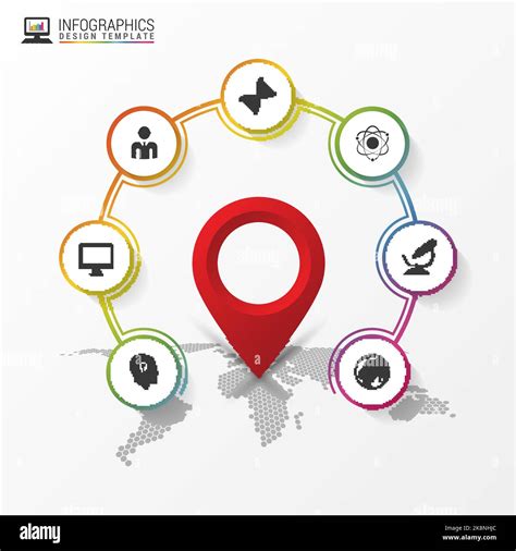 Infographic Design Report Template With Location Pointer Vector