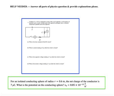Solved HELP NEEDED Answer All Parts Of Physics Question Chegg Com