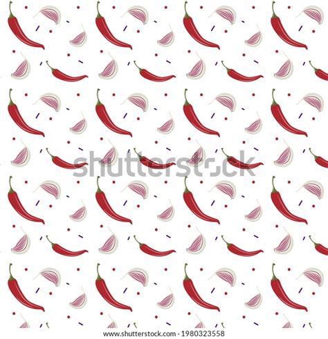 Pepper Spice Chili Texture Seamless Pattern Stock Vector Royalty Free