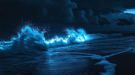 Free Glowing Night Waves Image Ocean Night Waves Download At