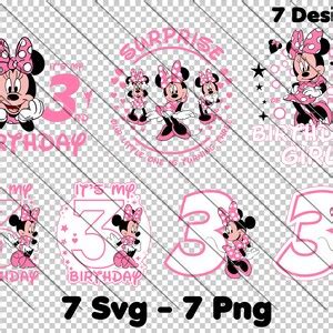Minnie Mouse 3rd Birthday Svg Png Clipart Digital Download Etsy