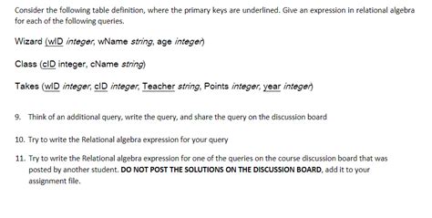 Solved Consider The Following Table Definition Where The Chegg