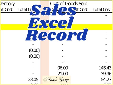 How Do I Keep Sales Record In Excel 20 Nina S Soap